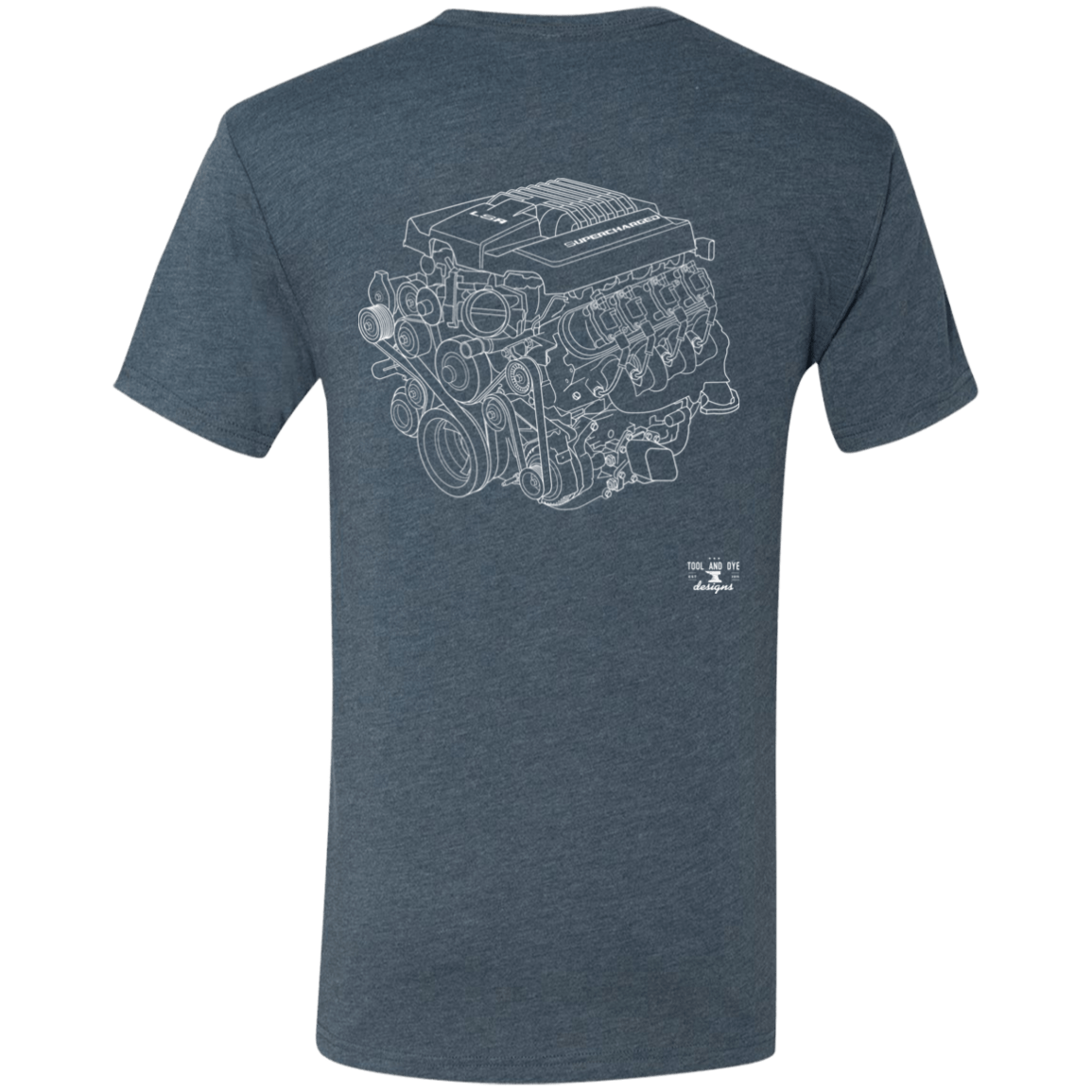 Supercharged LSA Engine Blueprint Series Tri-blend T-shirt Front Logo ...