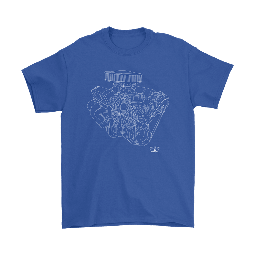 Small Block Chevy SBC Engine Blueprint Illustration T-shirt — Tool and ...