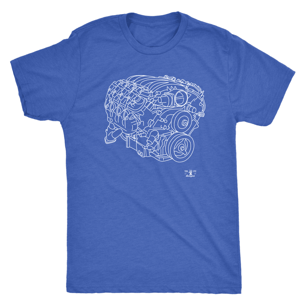 LS7 Engine Blueprint Illustration Series T-shirt — Tool and Dye Designs