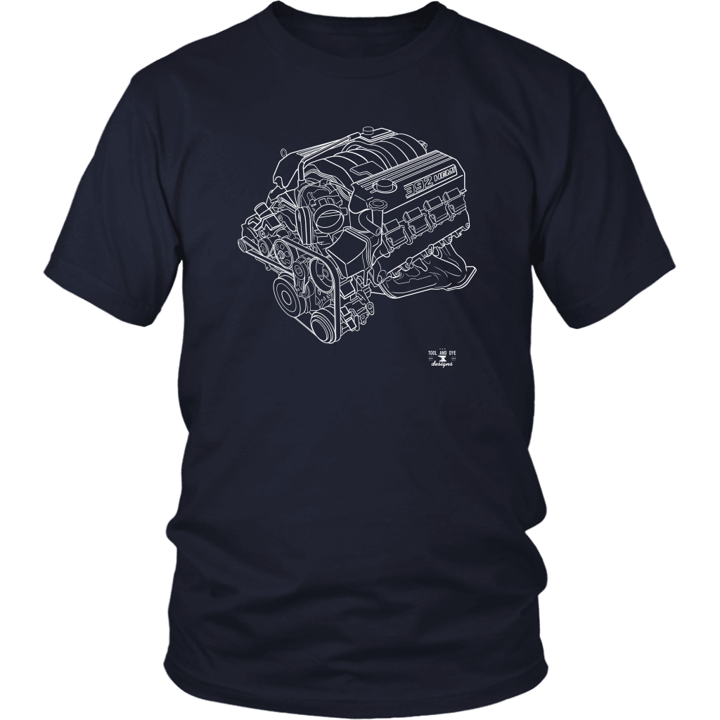 Dodge Hemi 392 6.4L Engine Blueprint Illustration Series T-shirt