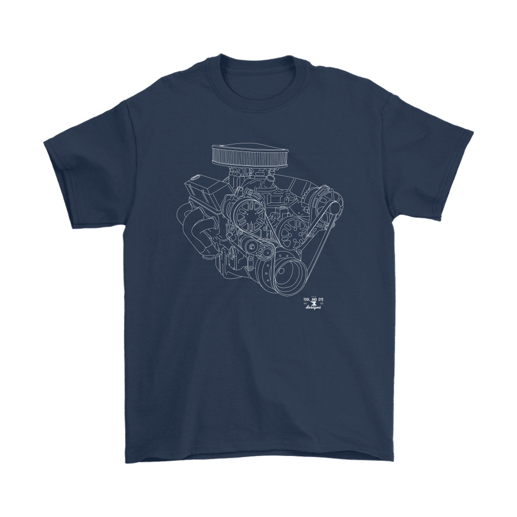 Small Block Chevy SBC Engine Blueprint Illustration T-shirt — Tool and ...