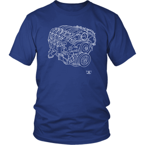 LS7 Engine Blueprint Illustration Series T-shirt — Tool and Dye Designs