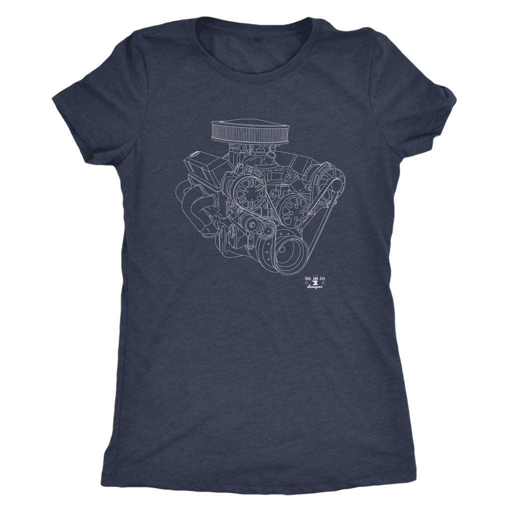 Small Block Chevy SBC Engine Blueprint Illustration T-shirt — Tool and ...