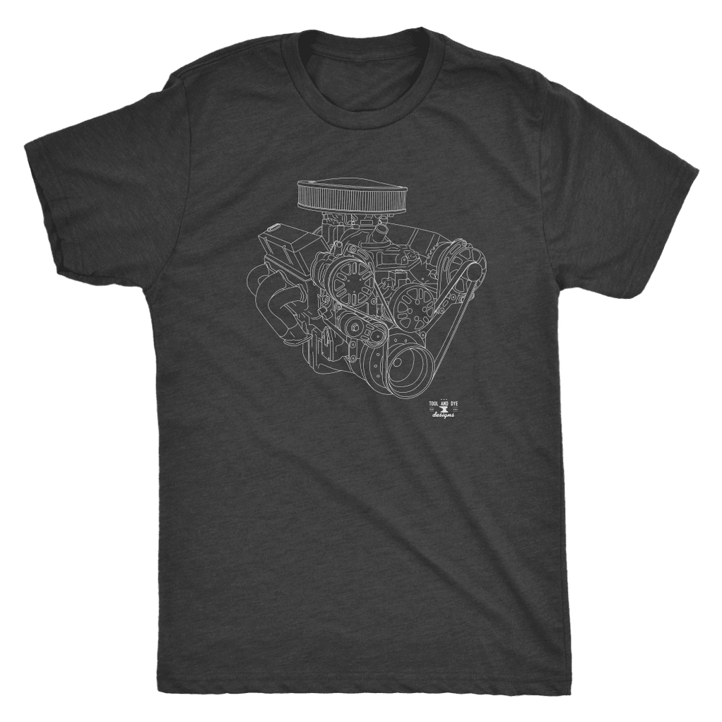 Small Block Chevy SBC Engine Blueprint Illustration T-shirt — Tool and ...